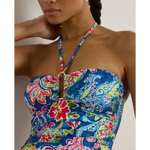 Ralph Lauren Paisley Ring-front Bandeau One-piece