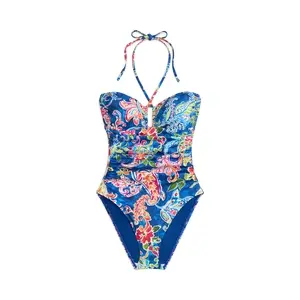 Ralph Lauren Paisley Ring-front Bandeau One-piece