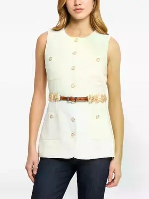 Cinq À Sept Embellished Belted Vest - Neutrals