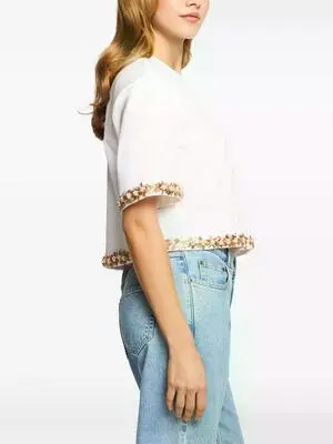 Cinq À Sept Floral-embellished T-shirt - White