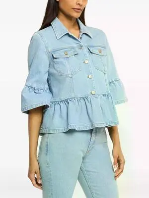 Cinq À Sept Mandie Ruffled Denim Jacket - Blue