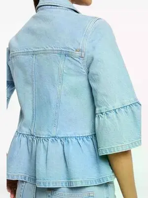Cinq À Sept Mandie Ruffled Denim Jacket - Blue
