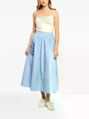 Cinq À Sept Matilda Floral-embroidered Striped Skirt