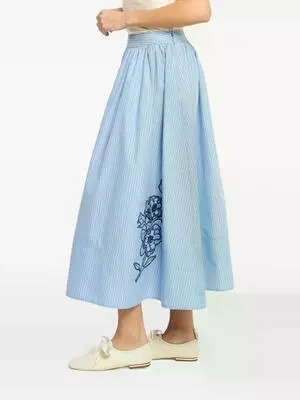 Cinq À Sept Matilda Floral-embroidered Striped Skirt