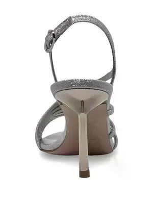 LE SILLA Glitter-detail Strappy Heeled Sandals - Silver