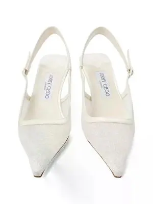 JIMMY CHOO Amel 50 Glitter-embellished Slingback Pumps