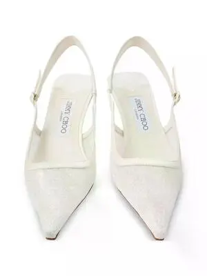 JIMMY CHOO Amel 50 Glitter-embellished Slingback Pumps