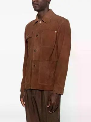 PAOLO PECORA Suede Multi-pocket Coat - Brown