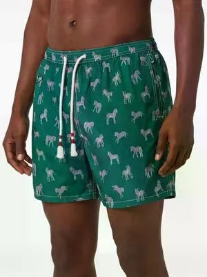 MC2 SAINT BARTH Zebra-print Swim Shorts - Green