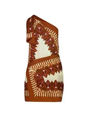 Johanna Ortiz One-shoulder Printed Mini Dress - Brown
