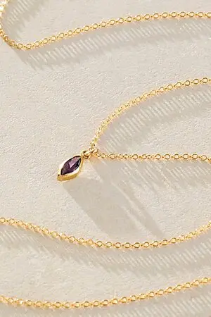 SET & STONES Marquise Birthstone Charm Necklace - Feb
