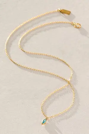 SET & STONES Marquise Birthstone Charm Necklace - March