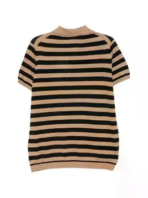 AMARANTO Striped Short-sleeve Polo Shirt
