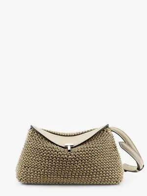 TOTEME T-lock Woven Leather Clutch - Beige