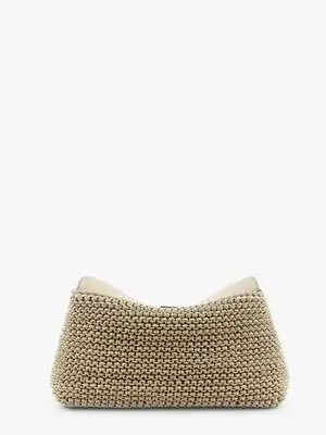 TOTEME T-lock Woven Leather Clutch - Beige