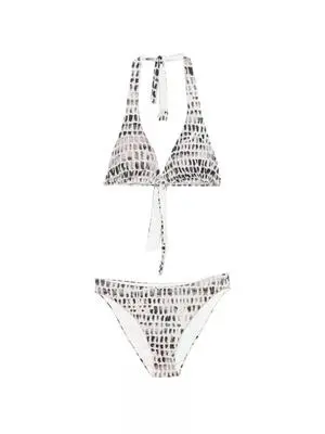 FISICO Patterned Halterneck Bikini Neutrals