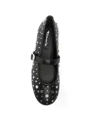 TAMARIS Stud-embellished Leather Ballet Flats