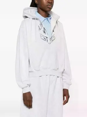 Alexander Wang Logo-print Cropped Hoodie - Grey
