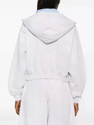 Alexander Wang Logo-print Cropped Hoodie - Grey