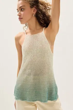 Free People Mercer Linen Knit Tank - Spring Leaf