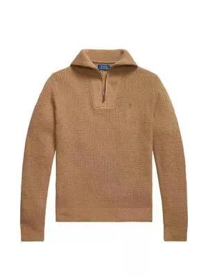 Polo Ralph Lauren Waffle-knit Quarter-zip Sweater - Brown
