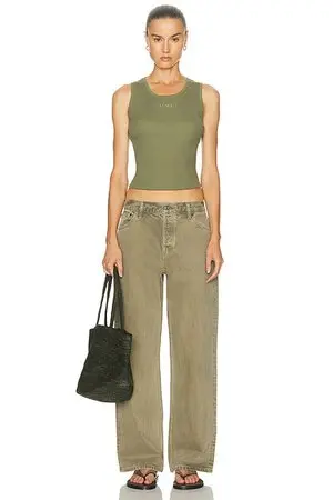 Balmain Small Paris Embroidered Jersey Tank Top - Vert