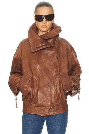 Balmain High Collar Lambskin Blouson