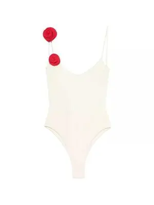 LA REVECHE Ashar Floral-appliqué Swimsuit - Neutrals