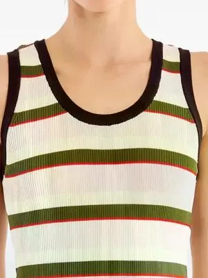 VICOLO Striped Ribbed-knit Top