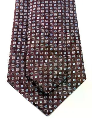 Canali Geometric-print Neck Tie - Brown