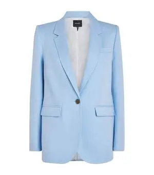 ME+EM Italian Linen-blend Twill Blazer - Blue