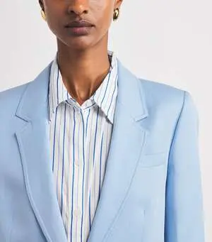 ME+EM Italian Linen-blend Twill Blazer - Blue