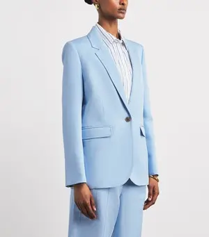 ME+EM Italian Linen-blend Twill Blazer - Blue