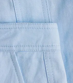 ME+EM Straight Cropped Linen-blend Trousers - Blue
