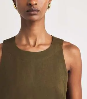 ME+EM Linen-blend Creaseless Shell Top - Green