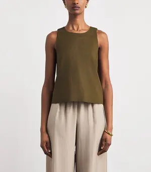 ME+EM Linen-blend Creaseless Shell Top - Green