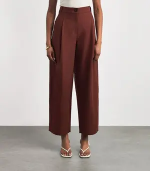 ME+EM Linen-blend Tapered Trousers - Brown