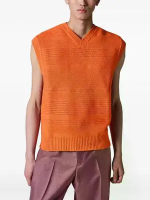 Paul Smith Open-knit V-neck Vest - Orange