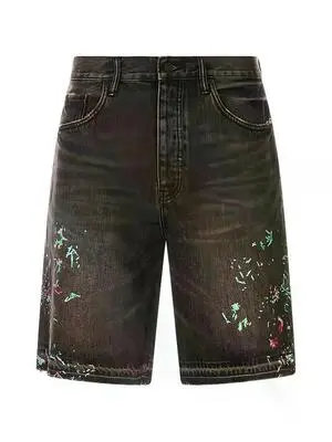 PURPLE BRAND Paint-splatter Denim Shorts