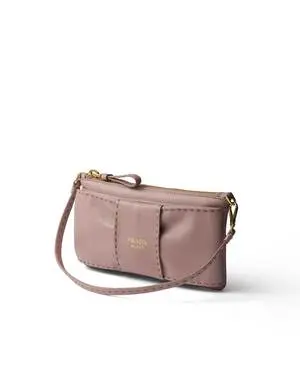Prada Nappa Leather Zipper Pouch With Card Slots And Strap