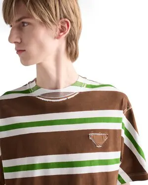 Prada Printed Cotton T-shirt - Cocoa/fern