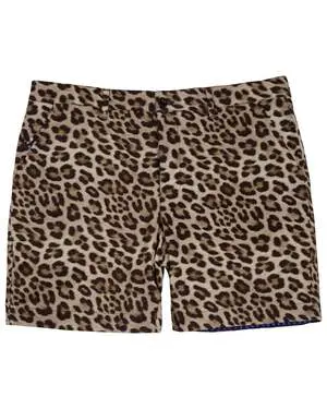 LORDS OF HARLECH Edward Leopard Flat Front Short - Brown