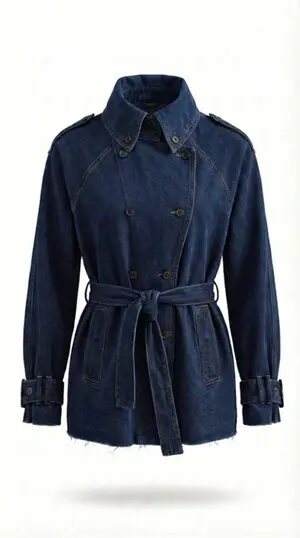 GOC DENIM Denim Belted Short Trench Jacket