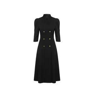 ESTHER SAADIA The Collar Renouveau Midi Dress - Black