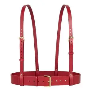 HAUTE CUIR Leather Suspender Harness - Red