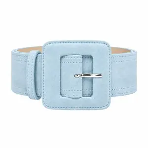 BELTBE Suede Belt With Square Buckle - Blue