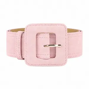 BELTBE Suede Square Buckle Belt