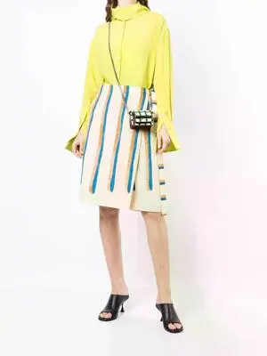Marni Striped Virgin Wool Wrap Skirt