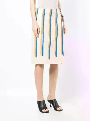 Marni Striped Virgin Wool Wrap Skirt