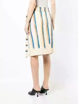 Marni Striped Virgin Wool Wrap Skirt
